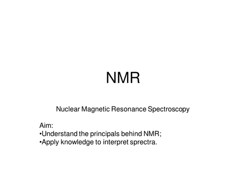 INtroduction to NMR | Teaching Resources