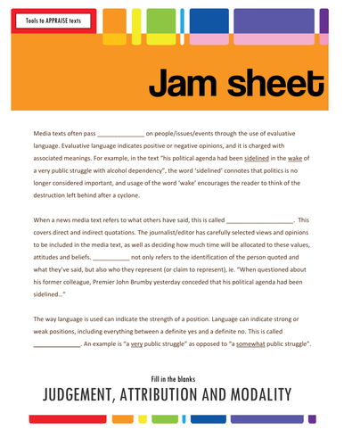 Appraisal: JAM Sheet | Teaching Resources