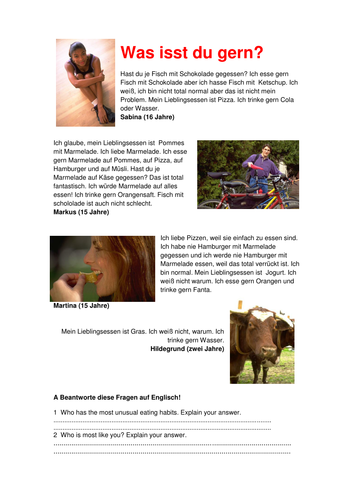Food and Drink: Was isst du gern? | Teaching Resources