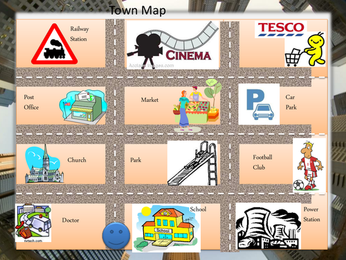 SImple map of town to give directions | Teaching Resources