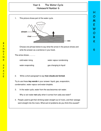 The Water Cycle Y6 Homework 6 | Teaching Resources