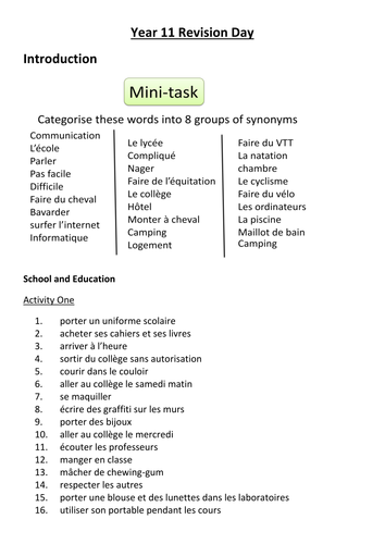 3hr revision French GCSE Foundation Listening | Teaching Resources