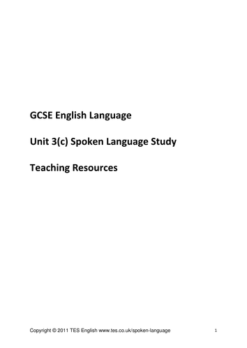 Spoken Language Study Unit 3C AQA English Language | Teaching Resources