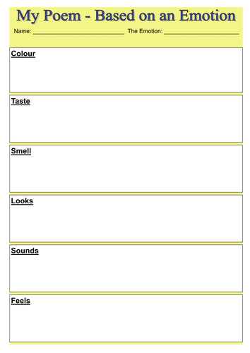 Write a Poem - Use an emotion as inspiration | Teaching Resources
