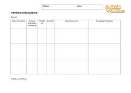 Product Comparison Worksheet | Teaching Resources