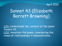 Sonnet 43 (Elizabeth Barrett Browning) | Teaching Resources