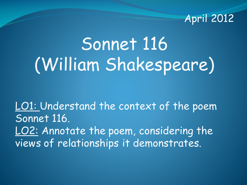 Sonnet 116 (William Shakespeare) | Teaching Resources