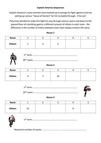 Captain America Sequences worksheet | Teaching Resources