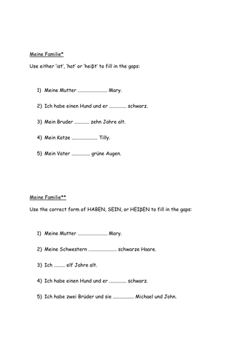 My family verb gap-fill | Teaching Resources