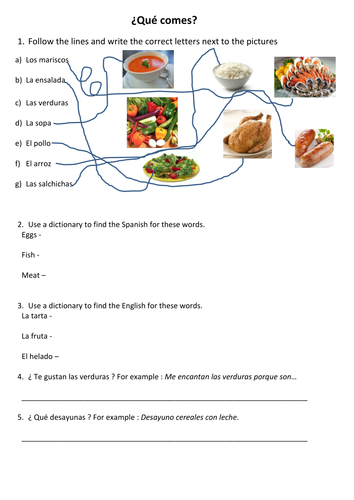 La comida - worksheet | Teaching Resources