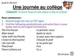 Une journee au college | Teaching Resources