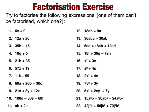Factorisation Teaching Resources | Teaching Resources Factorisation Teaching Resources | Teaching Resources