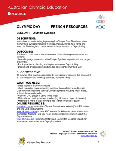 French Olympics lessons | Teaching Resources
