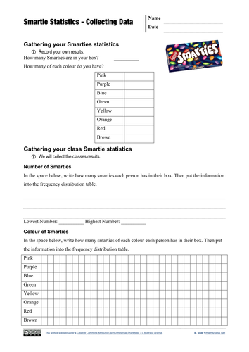 Smartie Statistics - KS3 - Collecting Data | Teaching Resources