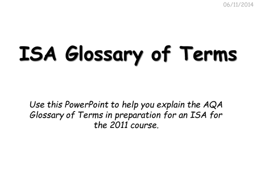 2011 AQA ISA key words and terms PowerPoint | Teaching Resources