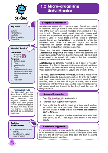Primary - Useful Microbes: Teacher Sheets | Teaching Resources