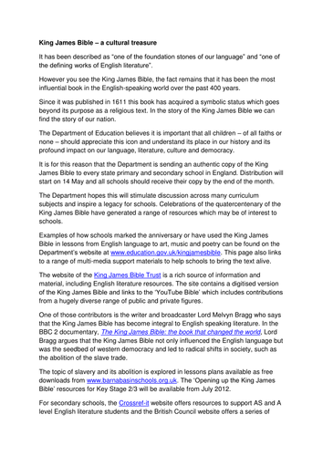The King James Bible | Teaching Resources