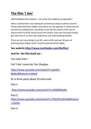 The film I Am by Tom Shadyac | Teaching Resources