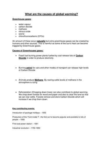 Introductory lesson to global warming | Teaching Resources