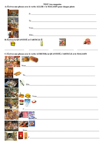 Les Magasins & Les Aliments | Teaching Resources