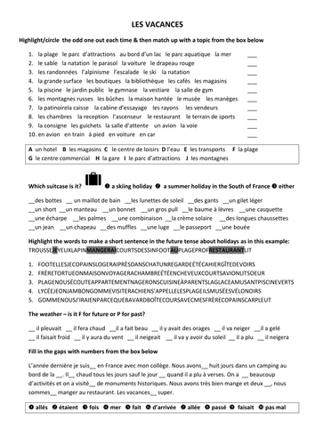 les vacances | Teaching Resources