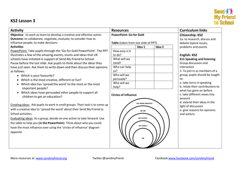 Send My Friend to School: Go for Gold! | Teaching Resources