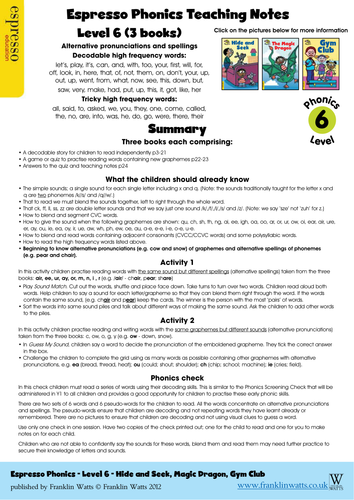 Espresso Phonics Notes & Activity Sheets L5 and 6 | Teaching Resources