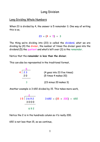 Long Division | Teaching Resources