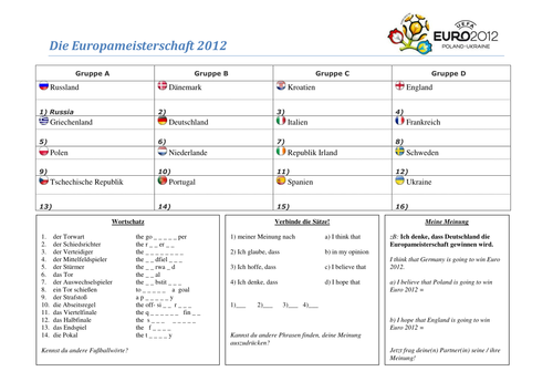 Euro 2012 Worksheet | Teaching Resources