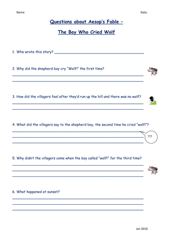 Aesop's Fables - The Boy Who Cried Wolf | Teaching Resources
