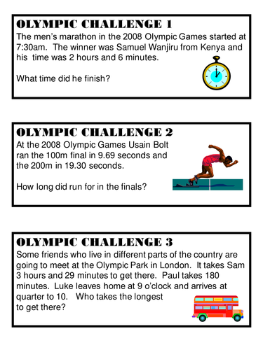 Olympic measures problems challenge | Teaching Resources