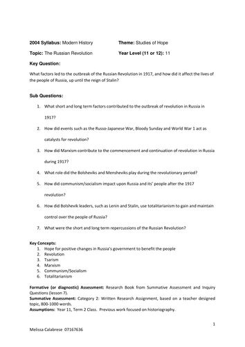 Depth Study: The Russian Revolution | Teaching Resources