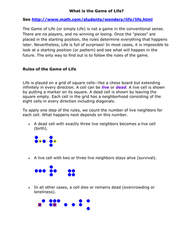 Game of Life investigation | Teaching Resources
