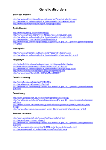 Genetic disorders research and presentation task | Teaching Resources