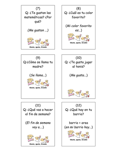 Quiz Quiz Trade - End of Yr 7 Revision Spanish | Teaching Resources