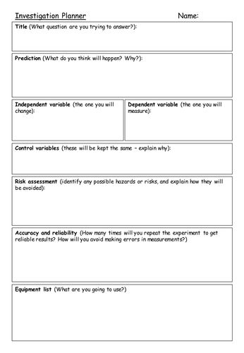 Investigation Planner | Teaching Resources