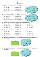 Multiplying Out A Single Bracket.Worsheet. Lesson | Teaching Resources