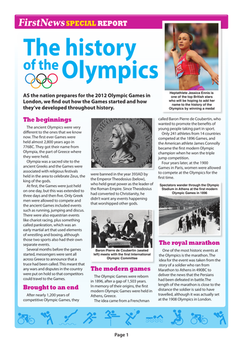 History of the Olympics Special Report and Quiz | Teaching Resources