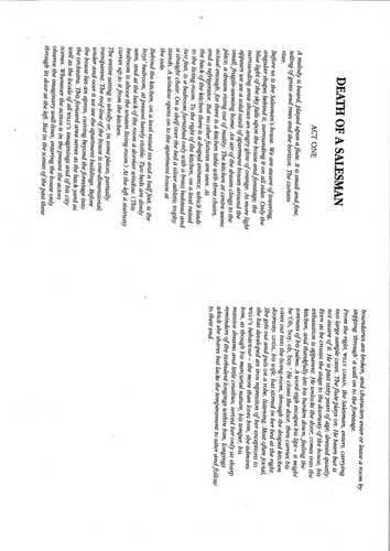 Opening stage directions of 'Death of a Salesman' | Teaching Resources