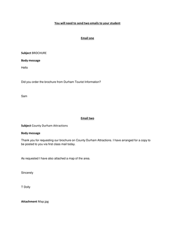 LEVEL 1 EMAIL ECOMMUNICATION EXERCISE | Teaching Resources