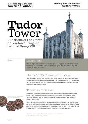 The functions of the Tower of London | Teaching Resources