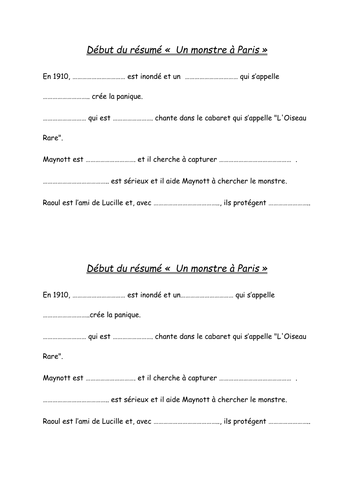 Un monstre à Paris | Teaching Resources