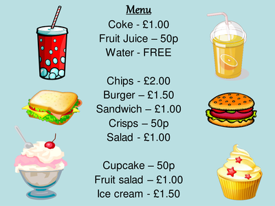 Cafe Menu Prices by dandan8081 - UK Teaching Resources - TES