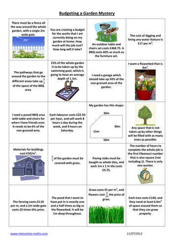 Budget a Garden Mystery | Teaching Resources