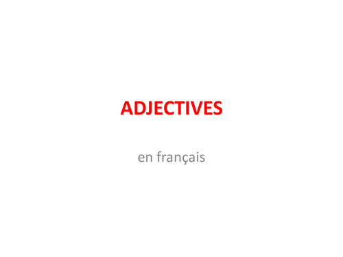 adjectives in French | Teaching Resources
