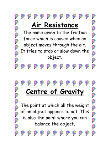 Vocabulary Display - Unit 6E: Forces in Action | Teaching Resources