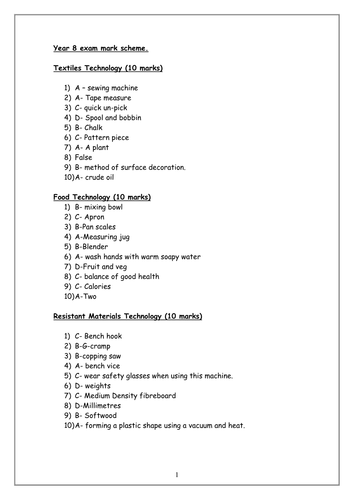 year 8 test/ exam | Teaching Resources
