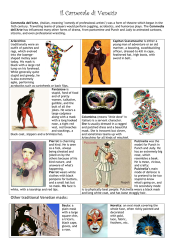 Il Carnevale di Venezia | Teaching Resources