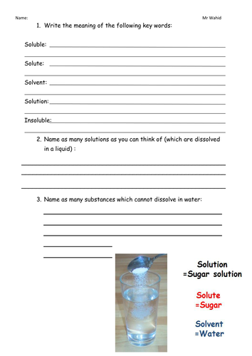 Solubility Introduction. | Teaching Resources