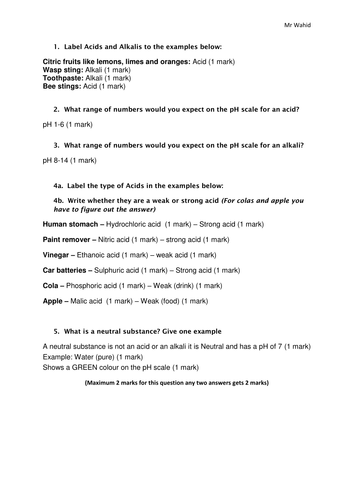 Acid and Alkalis | Teaching Resources